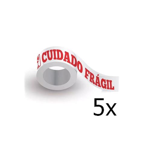 Fita Adesiva 48mmx50mt Branca Frágil Tight Tape Pacote Com 5 Unidades
