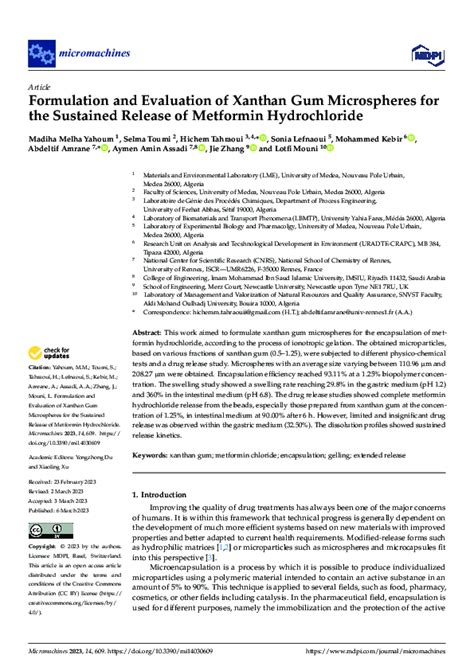 Pdf Formulation And Evaluation Of Xanthan Gum Microspheres For The Sustained Release Of
