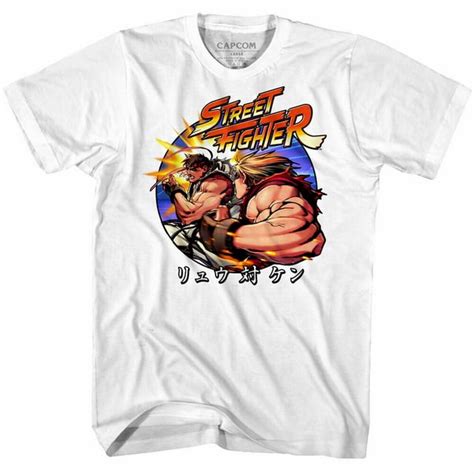 Street Fighter Ryu V Ken T Shirt Ko Japanese Hadouken Official Capcom
