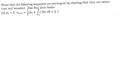 solved prove that the following sequences are convergent by