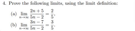 Solved Prove The Following Limits Using The Limit Chegg