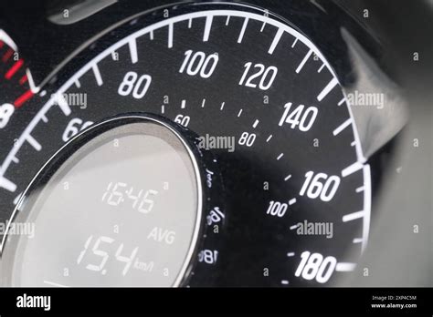 Close Up Of Car Speedometer With Digital Display Showing Average Speed
