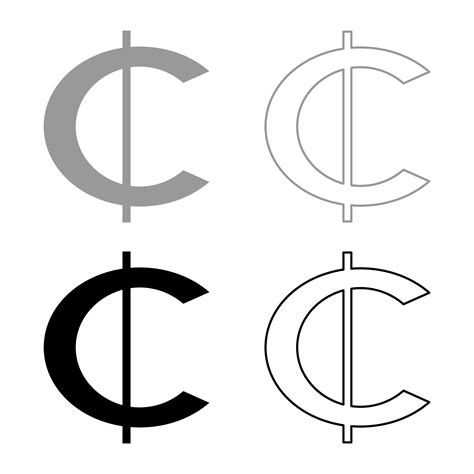 Ghana Cedi Currency Symbol Money Sign Cash Ghs Ghanaian Set Icon Grey