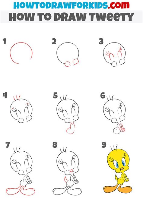 How To Draw Tweety Step By Step Disney Drawing Tutorial Easy Disney