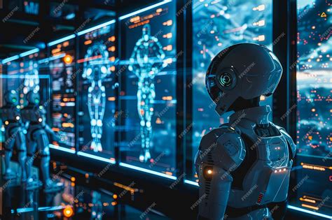 Premium Photo Ai Robots With Screens Displaying Real Time Data Analysis And Learning Big Data