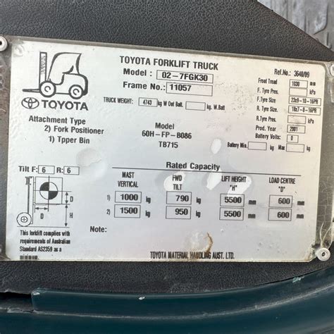 Toyota 3t Gas Forklift 55m Lift Compact Model