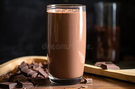 Close Up Of Thick Dark Chocolate Shake In A Tall Glass Stock Image Image Of Shake Tall