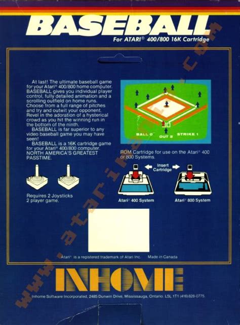 Atari 400 800 Xl Xe Baseball Scans Dump Download Screenshots Ads