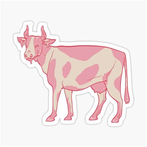 Strawberry Milk Cow Sticker For Sale By Unluckypanda Redbubble