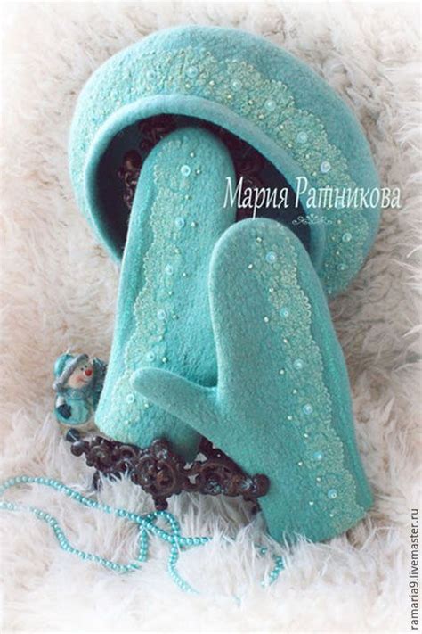 МЯТНОЕ МОРОЖЕНОЕ Берет и Варежки Комплект войлок в интернет магазине на Ярмарке Мастеров