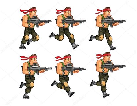 Vector Illustration Of 2d Commando Game Animation Sprite Premium Vector
