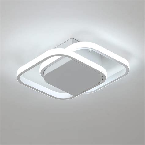 Seamoon Modern Square Led Ceiling Light 24w 6500k Simple White Double Interlaced Square Ceiling