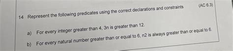 Solved Represent The Following Predicates Using The Chegg