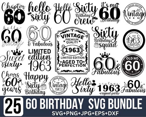 60th Birthday Svg Bundle Fabulous Svg Birthday Svg Dad 60th Birthday