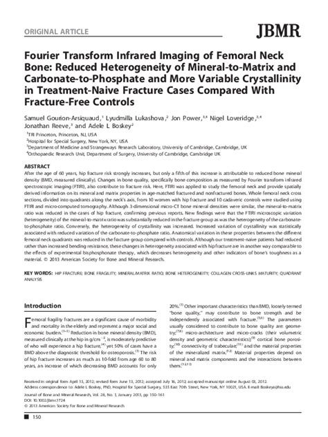 Pdf Fourier Transform Infrared Imaging Of Femoral Neck Bone Reduced Heterogeneity Of Mineral