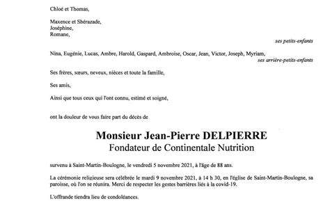 Monsieur Jean Pierre DELPIERRE Pompes Funèbres Toupet Sotty