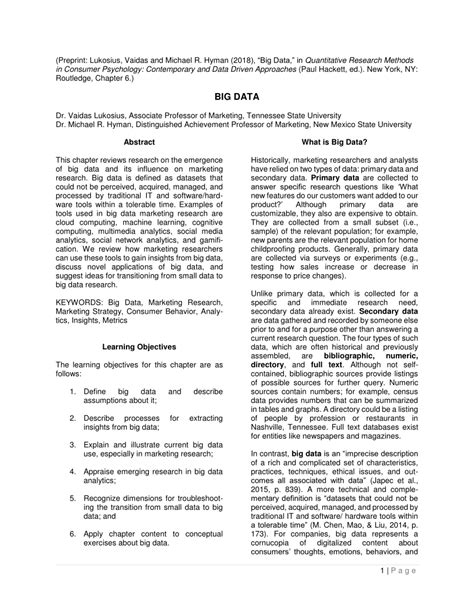 Pdf Big Data