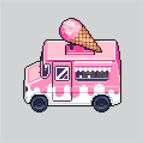 Pixel Art Illustration Ice Cream Van Pixelated Ice Cream Truck Ice