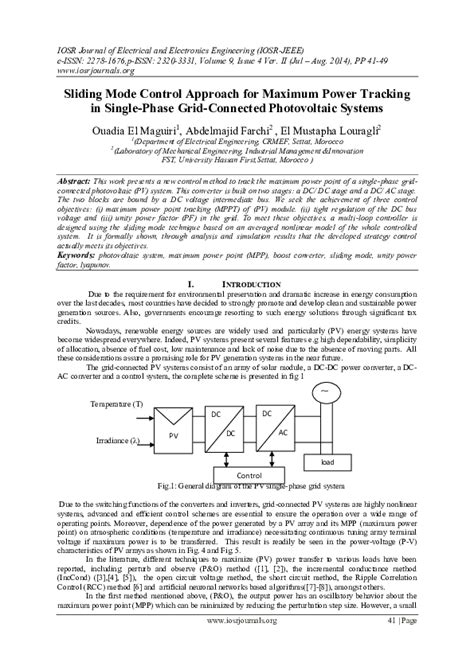 Pdf Sliding Mode Control Approach For Maximum Power Tracking In Single Phase Grid Connected