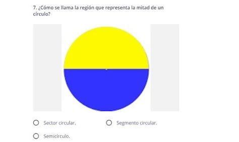 La mitad de un circulo se llama a Sector circular b Segmento circular c Semicírculo Brainly lat