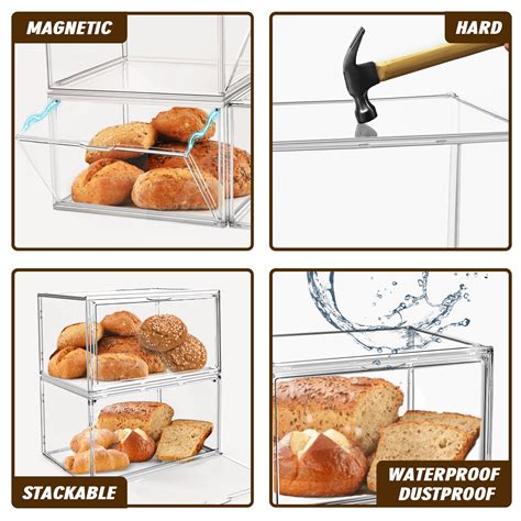 Dayooh Stackable Bread Box 3 Layer Kitchen Counter Storage For Muffins