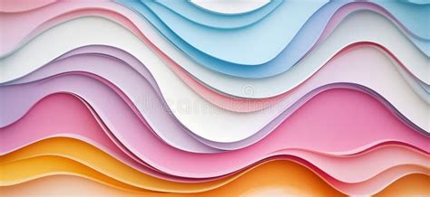 Colorful Abstract Waves Of Paper In Pastel Shades Creating A Dynamic