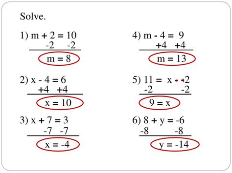 ppt objective to solve simple one step variable equations