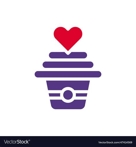 Cake Love Icon Solid Duocolor Red Purple Style Vector Image