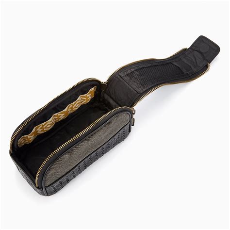 Herringbone Duo Zip Toiletry Wash Bag Black Mantidy