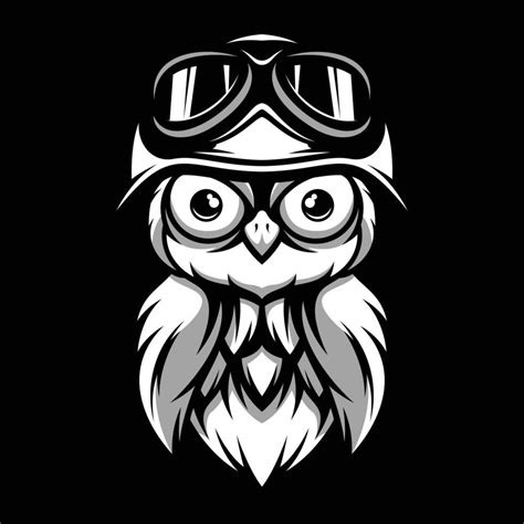 Owl Helmet Black And White Mascot Design 22077510 Vector Art At Vecteezy