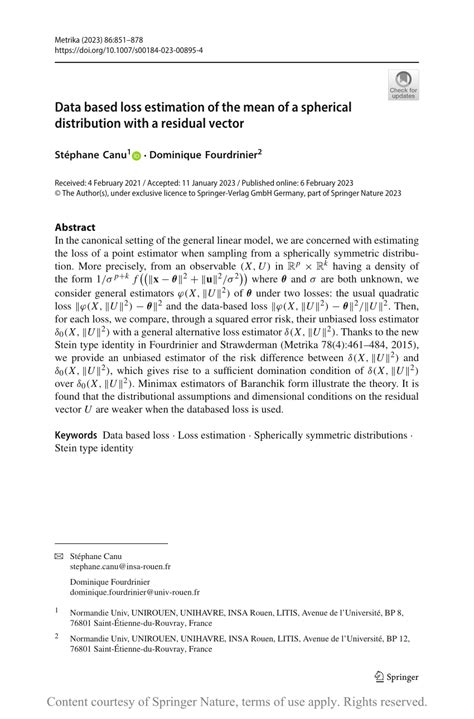 data based loss estimation of the mean of a spherical distribution with