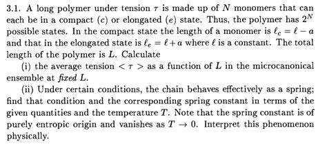 Homework And Exercises Tension In Polymer Using Ising Model Physics