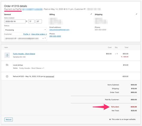 Refunded Paypal Fees Are Not Correctly Booked Into The Order · Issue