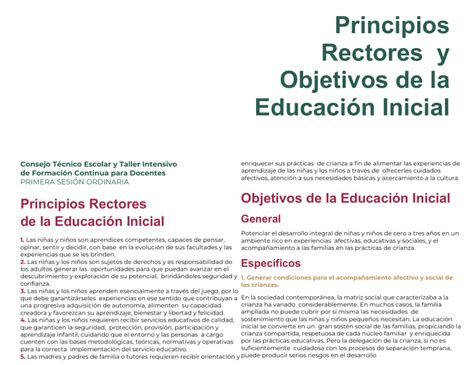 Principios Y Objetivos De La Educación Inicial 2022 2023