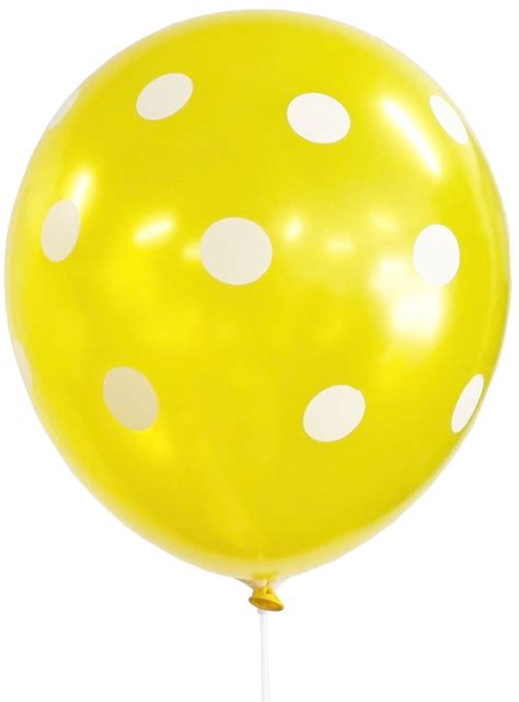 10 Pack Yellow And White Polka Dot Balloons