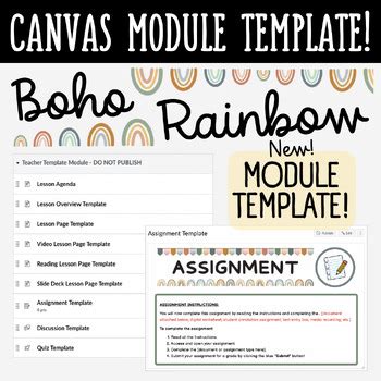 Canvas LMS Template MODULE Boho Rainbow 100 Customizable By Canvas Queen