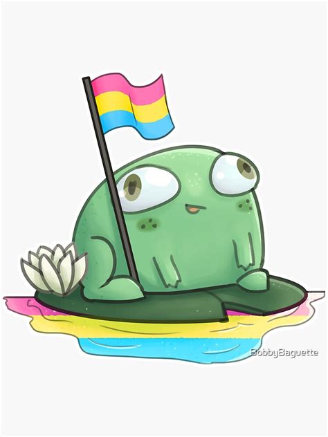Cute Pan Pride Frog On Lily Pad Sticker For Sale By Bobbybaguette