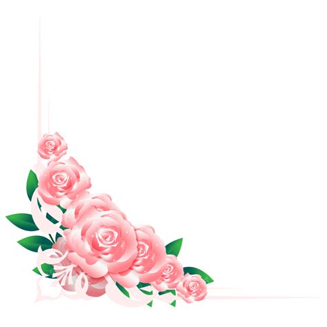 장미 꽃 발렌타인 생일 사랑 핑크 테두리 결혼식 호화로운 꽃 국경 분홍색 Png 일러스트 및 Psd 이미지 무료 다운로드