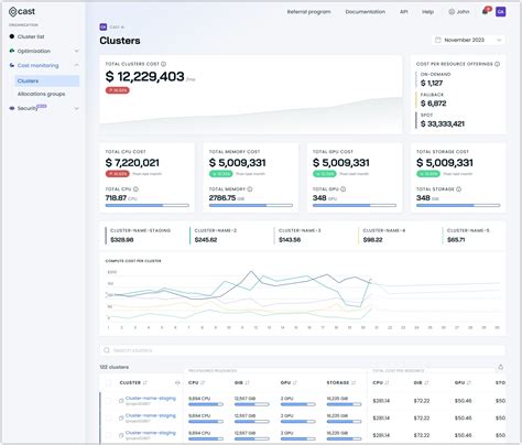 Organizational Cluster Cost Report