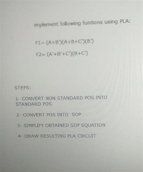 Solved Implement Following Funtions Using Pla F1