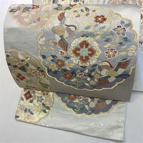 【恵】91x 着物 袋帯 絵皿に花喰鳥に宝相華文様 メルカリ