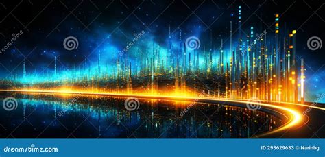Abstract Technology Digital Hi Tech City Concept Background Stock Image
