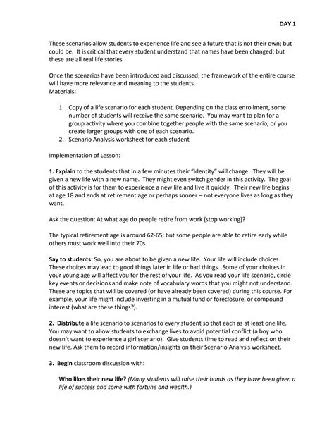 Solution Life Scenarios And Consequences Lesson Plan Revised Studypool