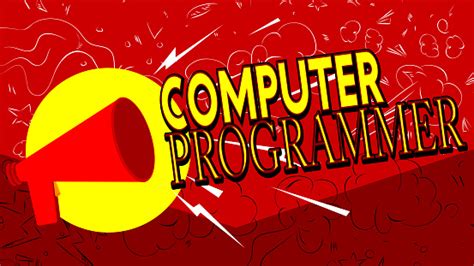 Computer Programmer Text With Cartoon Megaphone Vector Announcement