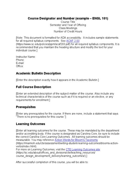 Cte F2f Syllabus Template Required Pdf Final Examination