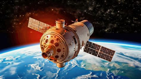 Spacecraft Orbiting Earth Generative Ai Stock Illustration Illustration Of Composition