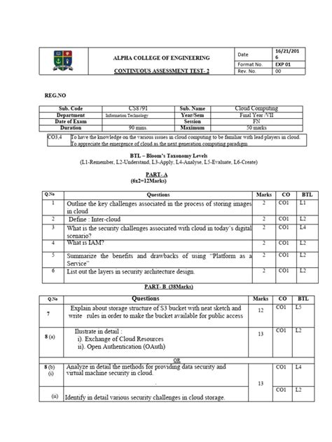 Cat 2 Qpset1 Pdf Cloud Computing Computing