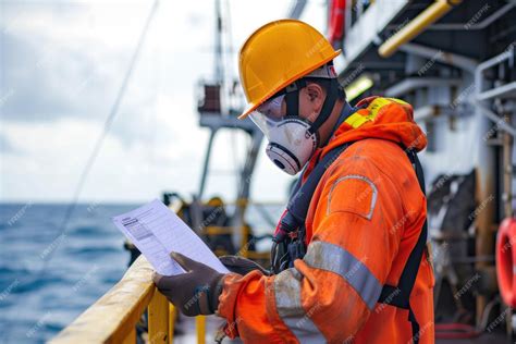 Premium Ai Image Filipino Deck Officer On Deck Of Offshore Vessel Or Ship Wearing Ppe Personal