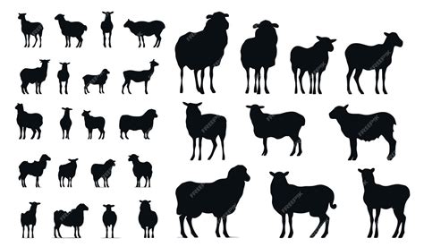 Premium Vector Sheep Or Goat Silhouettes Set Illustration Vector