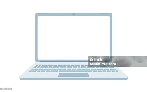 現代開放式筆記型電腦模型前視圖隔離在白色背景上技術向量插圖無框與空白螢幕複製空間監視器淺色框架設計電腦樣本剪貼畫向量圖形及更多手提電腦圖片